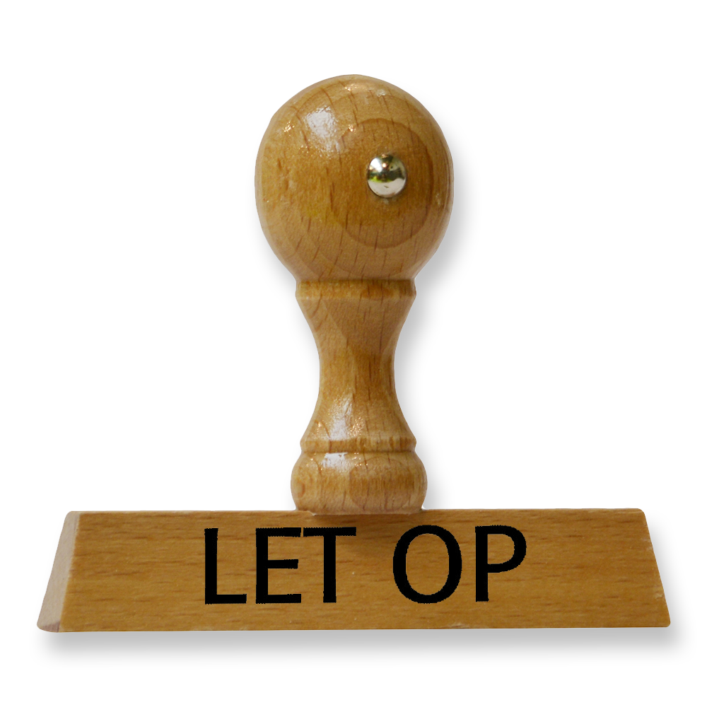 Handstempel LET OP handstempels diverse teksten
